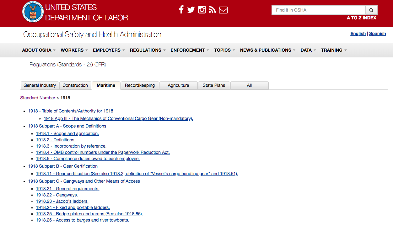 Do laws require maritime employers to follow OSHA standards?
